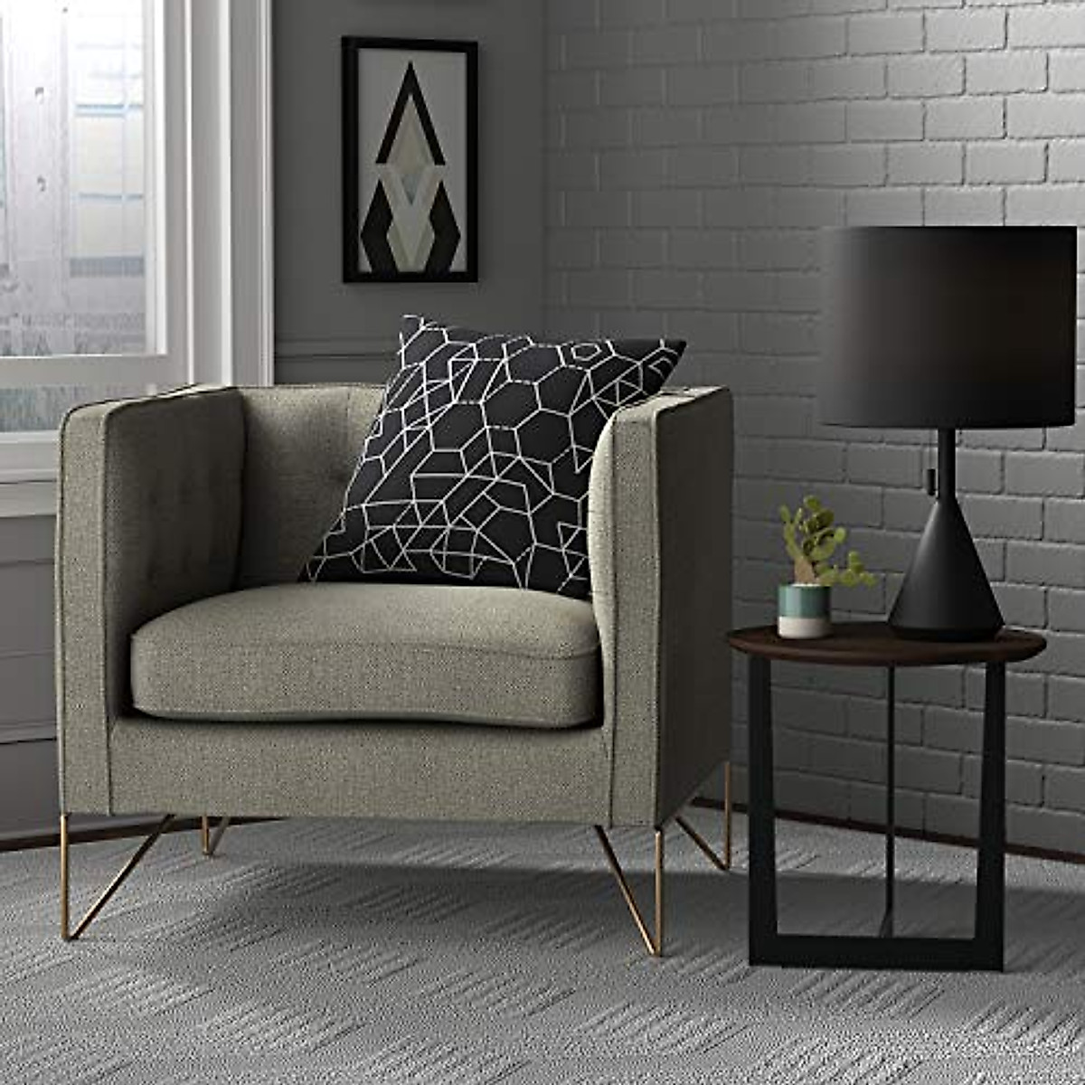 Amazon Brand – Rivet Modern Pull Chain Switch for Each Socket Table Lamp with Bulb, 22.8"H, Matte Black - 67094