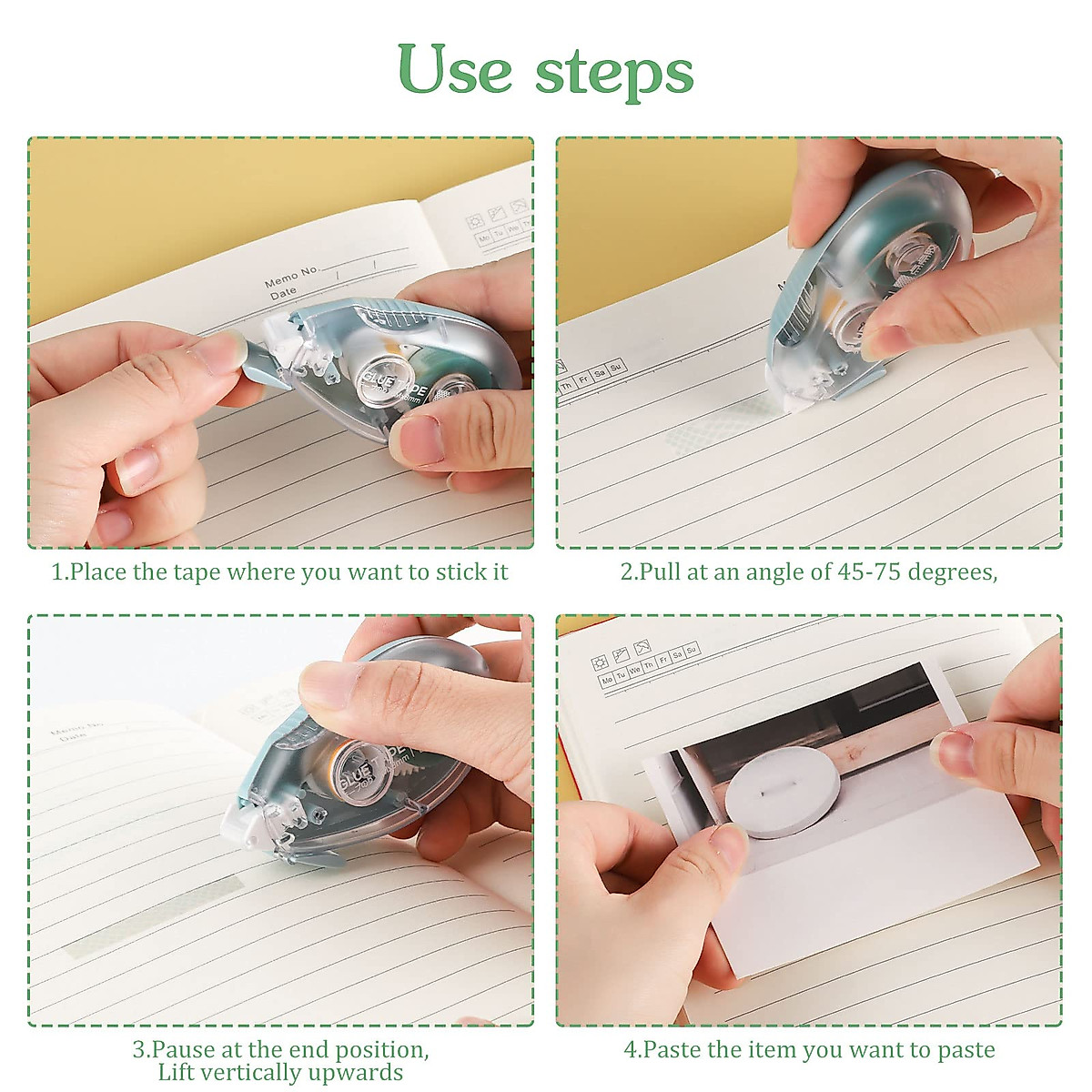 6 Pack Double Sided Tape Roll for Scrapbooking Supplies Permanent Double Sided Tape for Crafts Gift Wrapping Scrapbooking Glue Tape Roller Dispenser Runner(0.3Inch×20Ft)