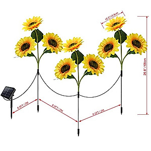 Homeleo Solar Lights Outdoor Garden Waterproof,Upgraded 3-Pack 9 Flowers Solar Sunflowers Stake for Yard Decor,LED Artificial Flowers for Lawn Patio Porch Flowerbed Pathway Grave Cemetery Decorations