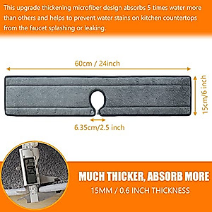 Faucet Absorbent Mat - 24 inch Microfiber Drip Catcher Kitchen Sink Splash Guard Quick Drying Sink Mats For Kitchen Sink, Bathroom, Counter Top, Farmhouse