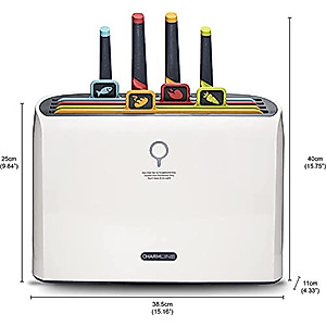 Charmline Smart Cutting Board And Knife Set With Holder, 4 Color Coded Chopping Boards, 4 Knives, Drying Holder Organizer For Kitchen, Smart Home Gadgets