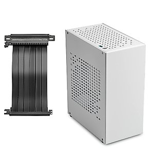 Aluminum Mini ITX Case with PCIe Riser, JOYJOM Mini PC Case, SFF Small Form Factor PC Case, TX Computer Gaming Case Supports GPU Graphics Card (White)