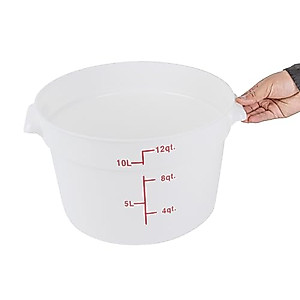 Restaurantware-Met Lux 12 Quart Food Storage Container, 1 White Storage Container - Lids Sold Separately, Red Volume Markers, Dishwashable Container, Side Handles, For Storing Foods