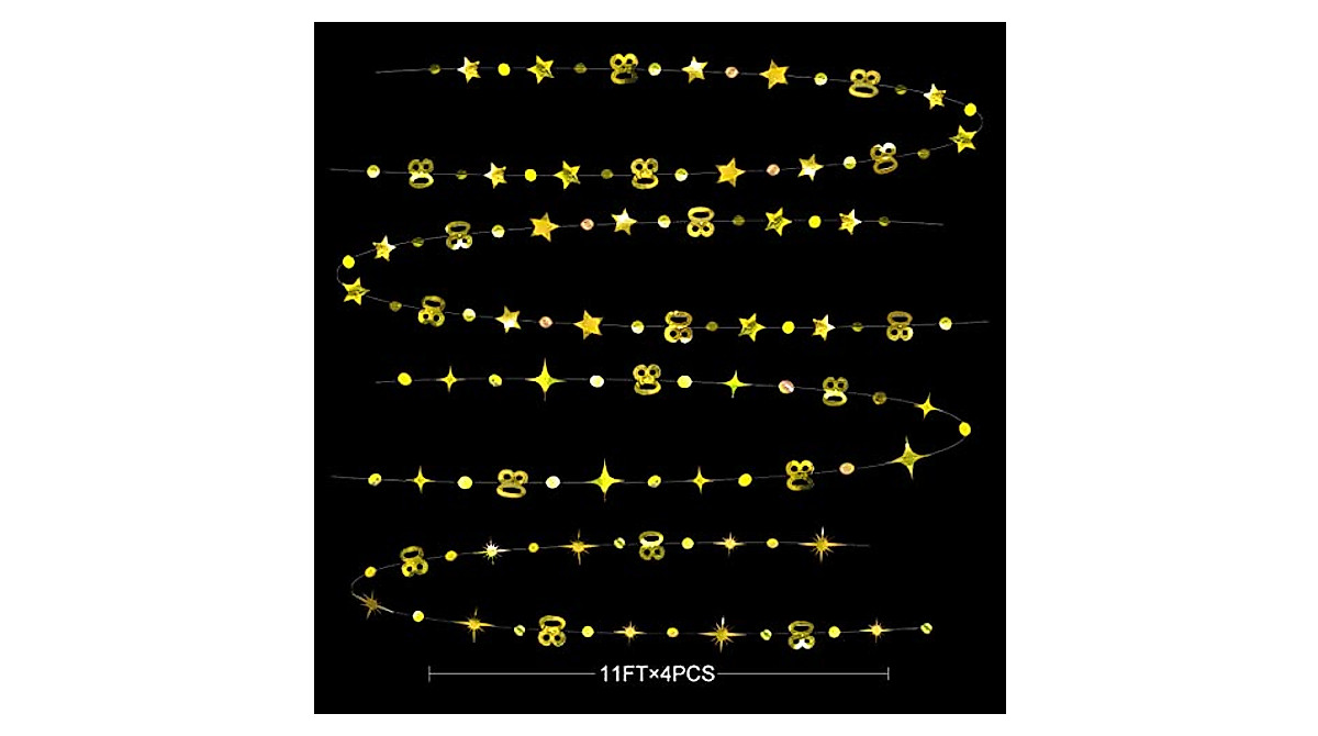 Gold 80th Birthday Decorations - Sparkling 80 Year Old Banner