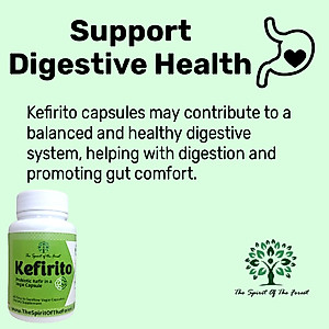Kefirito 60 Veggie Capsules, 50 Billion CFU, 7 Probiotic Strains Kefiran, 582 mg Natural Active Probiotic, Supports Healthy Digestion, Gluten-Free, Lactosa-Free The Spirit Of The Forest 1 Month Supply