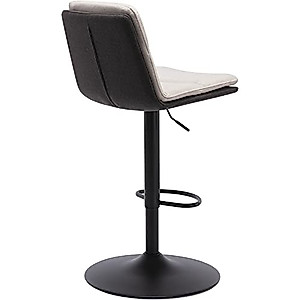Brage Living Fabric Adjustable Bar Stool, Swivel Counter Height Barstool with Back, Armless Kitchen Bar Chair for Dining Cafe with Large Black Base (Greige)
