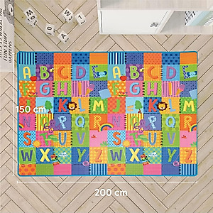 Eckhert Kids playmat Double Side - Large 59.05x78.74x0.4 Inches - Safari Fun