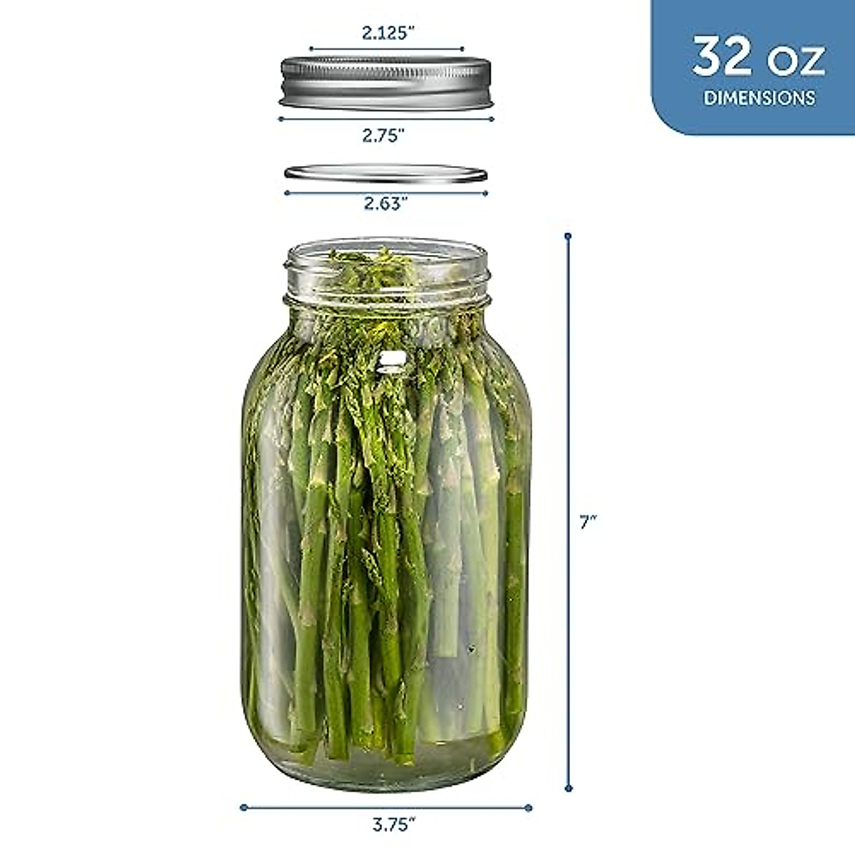 Sweeler 32oz Glass Canning Jars with Lids and Bands, Regular Mouth Mason Jars for Preserving Food, Canning Jars for Juice, Jam, Honey, Wedding Favors, Bath Salts (2)