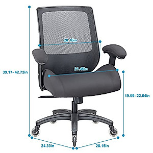 BOLISS Big and Tall Ergonomic Office Mesh Computer Executive Desk Chair with Wide Thick Seat,Lumbar Support and Tilt 400lbs-Black