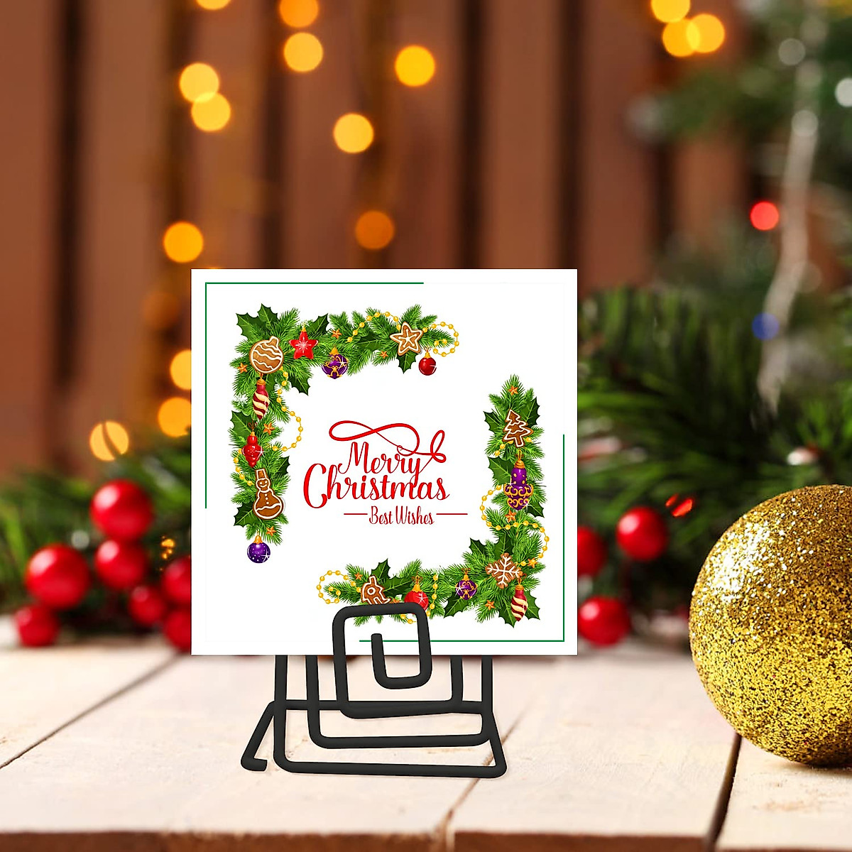 Urban Deco 26pcs Square Place Card Holder Stand - Metallic Table Number Holders, Mini Table Card Holder Table Picture Stands for Menu Memo Clip, Wedding, Party, Birthday (Black)