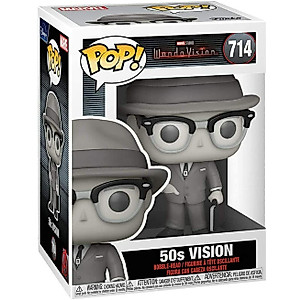 POP Marvel: WandaVision - Black & White 50s Vision Funko Vinyl Figure (Bundled with Compatible Box Protector Case), Multicolored, 3.75 inches