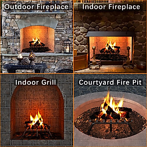 Mr IRONSTONE Fireplace Grate 21 inch Solid Steel Heavy Duty Fireplace Log Grates 3/4" Bar Grates Outdoor/Indoor Wrought Iron Burning Rack Holder