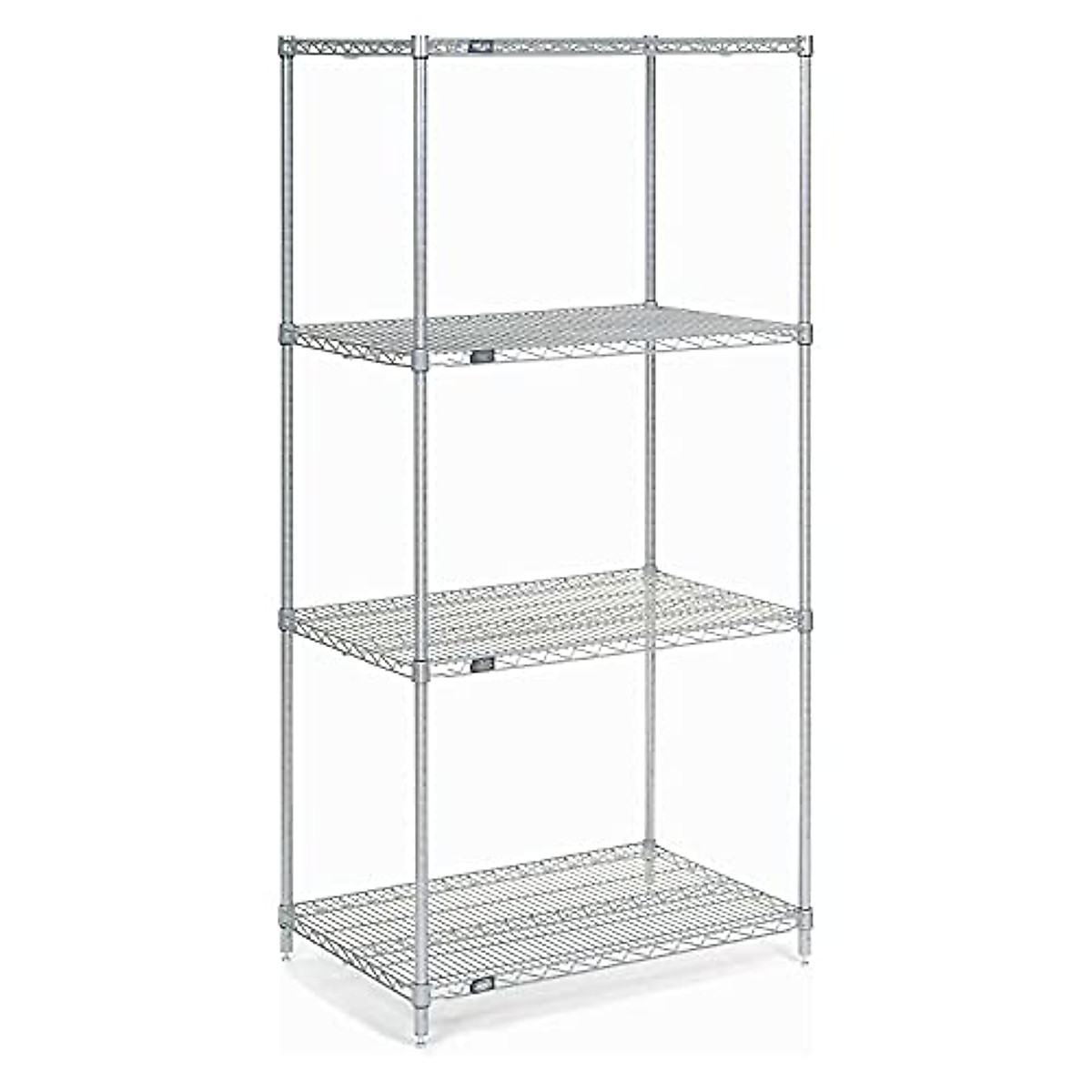 Nexelate Wire Shelving Starter Unit, Silver Epoxy, 36" W X 24" D X 74" H