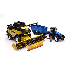 New Ray Holland Cr9090 Cargo Jig + New Hollan Trailer Tractor 1/32° 05765 Green