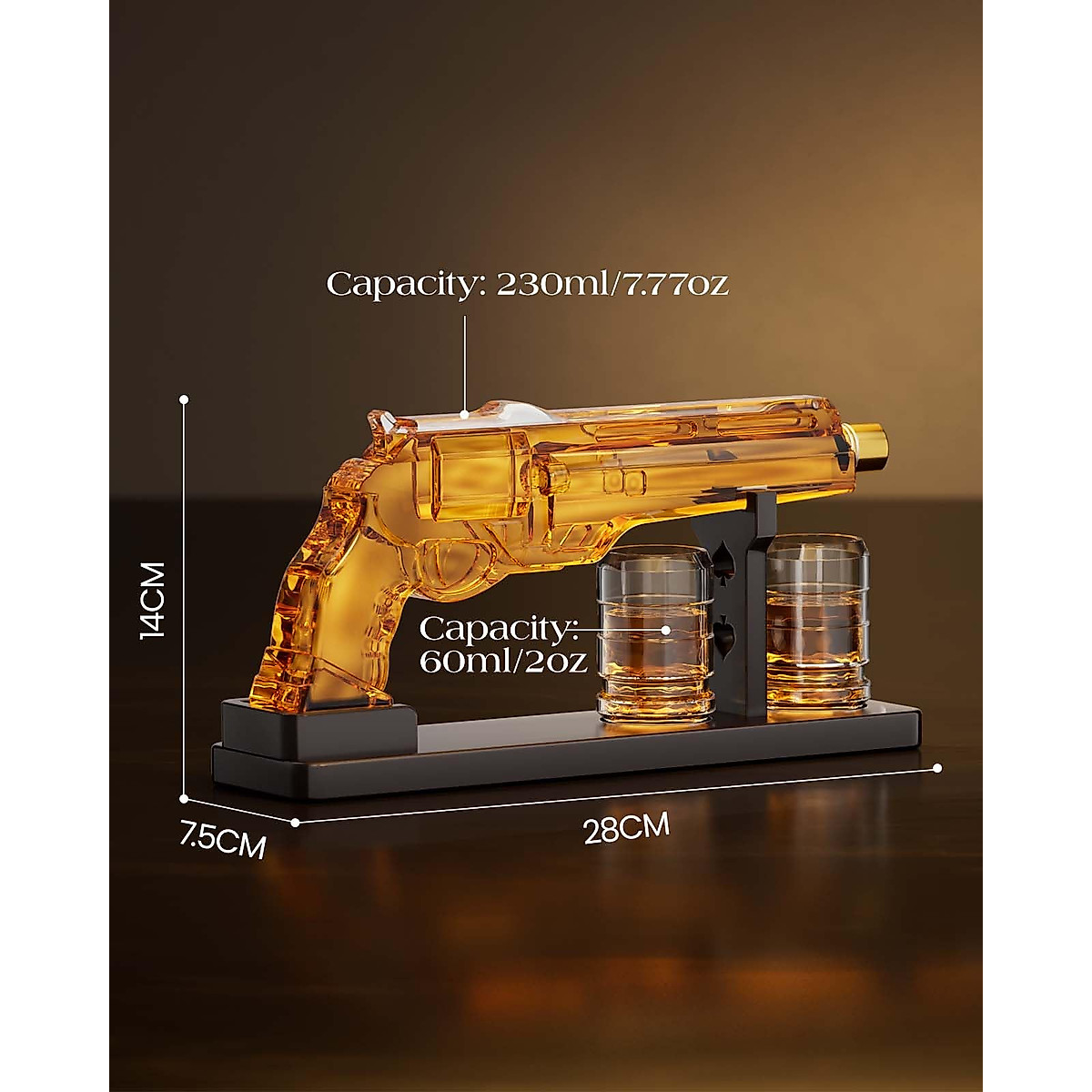 Gun Whiskey Decanter Sets for Men, Kollea Liquor Decanter Set with Glass, Unique Birthday Gift Ideas for Men Dad Father, Cool Anniversary Stuff Gifts for Him Husband, Dispenser for Bar Drinking Party