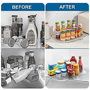 Square Lazy Susan Turntable Organizer for Refrigerator, 360°Rotate Rectangle Turntable Organizer and Storage, 15.7in Clear Lazy Susan for Cabinet, Kitchen, Pantry, Refrigerator