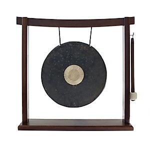 10"-12" Gongs on Woodsonic Stand - Includes Gong, Mallet, & Stand/Easy to Play Traditional Chinese Gong/Easy to Assemble Stylish Wood/Great for Small Spaces