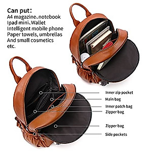 Wesccimo Genuine Leather Backpack Purse For Women Large Travel Bag Fashion Backpack Anti Theft Designer Satchel Brown