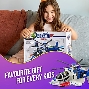 Toysery Bump and Go Helicopter Toys for Boys & Girls, Aircraft Toys Made with Durable Material, Helicopter Toy with Lights, Realistic Sound, Helicopter Toy for Gift, Perfect Kids Helicopter - Blue