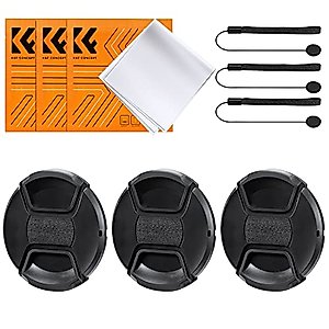 K&F Concept 58mm Lens Cap, 9-in-1 Center Pinch Lens Cover + Anti-Loss Keeper Leash + Microfiber Cleaning Cloth Kits Compatible with Nikon, Canon, Sony, Fujifilm Camera Lenses