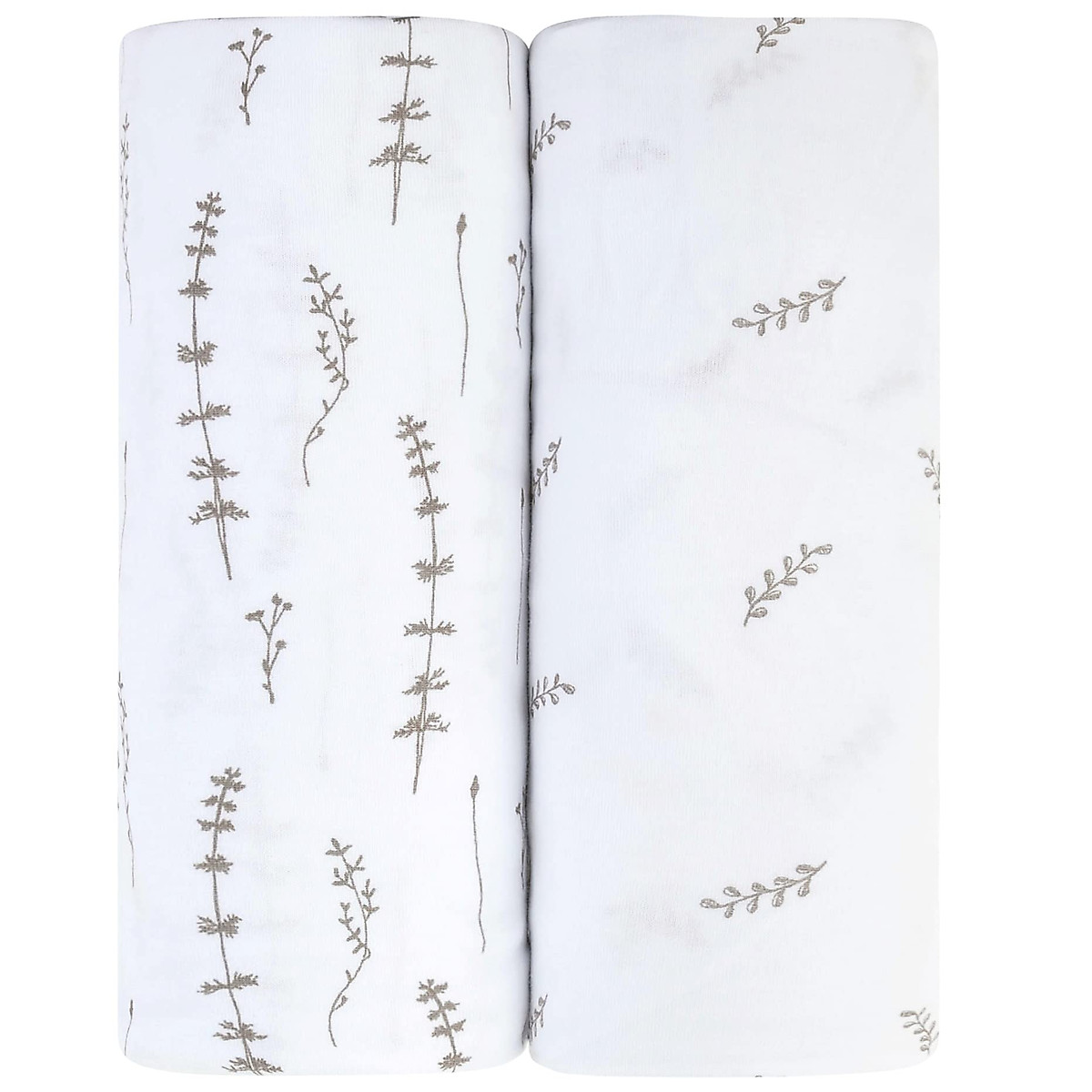 Changing Pad Cover 2 Pack - Baby Changing Pad Cover with 100% Jersey Cotton - Changing Pad Covers for Girls and Boys, Newborn Essentials (Forest Grey Leaf & Floral)