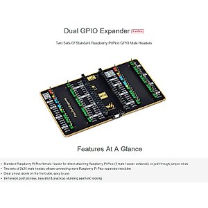 BFab Dual GPIO Expander for Raspberry Pi Pico,Two Sets of 2x20 Male Header for Connecting More Expansion Modules,Direct Attaching or Jumper Wires