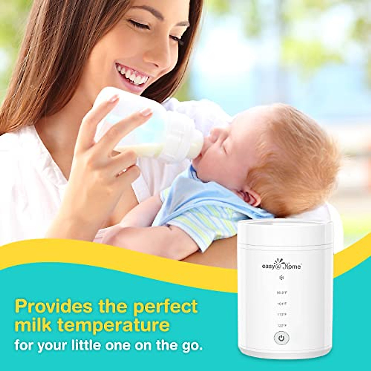 Easy@Home Portable Baby Warmer Bottle Milk: Warmer for Newborn Breastmilk and Formula with 6 Adapters 3 Minutes Fast Heating - Travel Bottle Warmer Fits in Any Storage Bag EMW001
