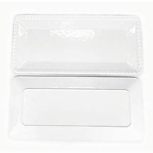 KX-WARE 17-Inch Melamine Serving Tray/Platters Set of 2, White & Rectangular | 100% Melamine,Dishwasher Safe,BPA Free