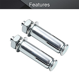 MroMax M8x60mm Zinc Plated Carbon Steel Expansion Bolts Hex Nuts Sleeve Anchor Fastener for Fence Home Installation Air Conditioning 10pcs