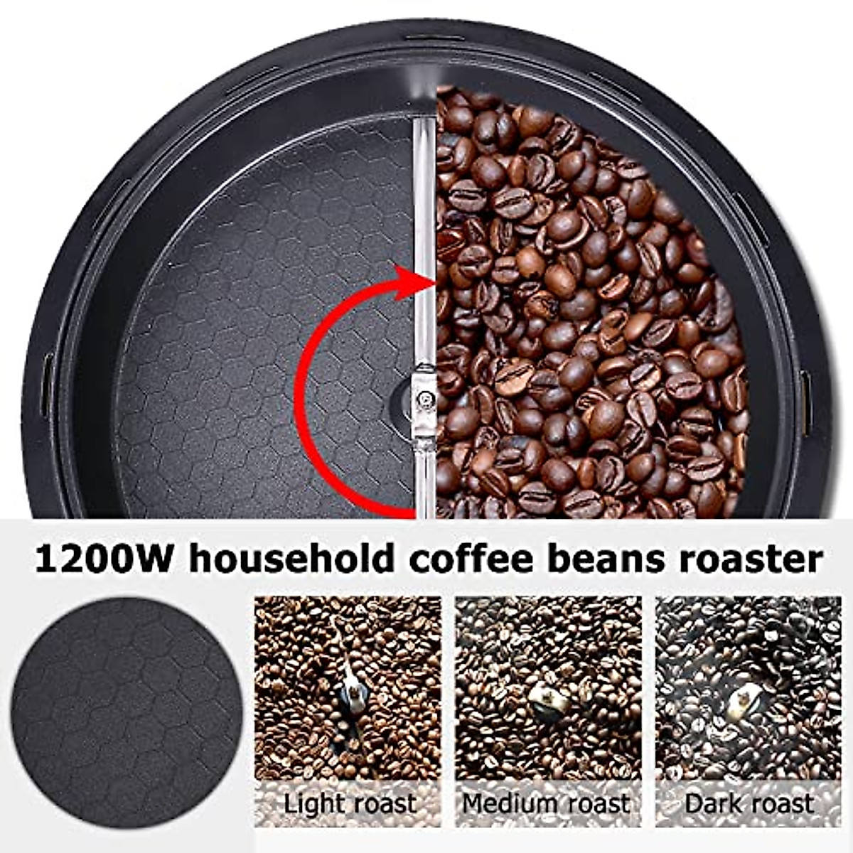 Household Coffee Roasters Machine Electric Coffee Beans Roaster for Cafe Shop Home Use 500g/1.1lb (Upgrade 110V-120V)