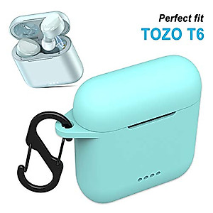 Aotao Silicone Case for TOZO T6, Soft and Flexible, Scratch/Shock Resistant Silicone Cover for TOZO T6 Headphones (Teal)