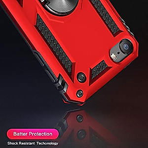 iPod Touch 7 Case, iPod Touch 6 Case with Car Mount,IDweel Hybrid Rugged Shockproof Protective Cover with Built-in Kickstand for iPod Touch 5 6 7th Generation, Red