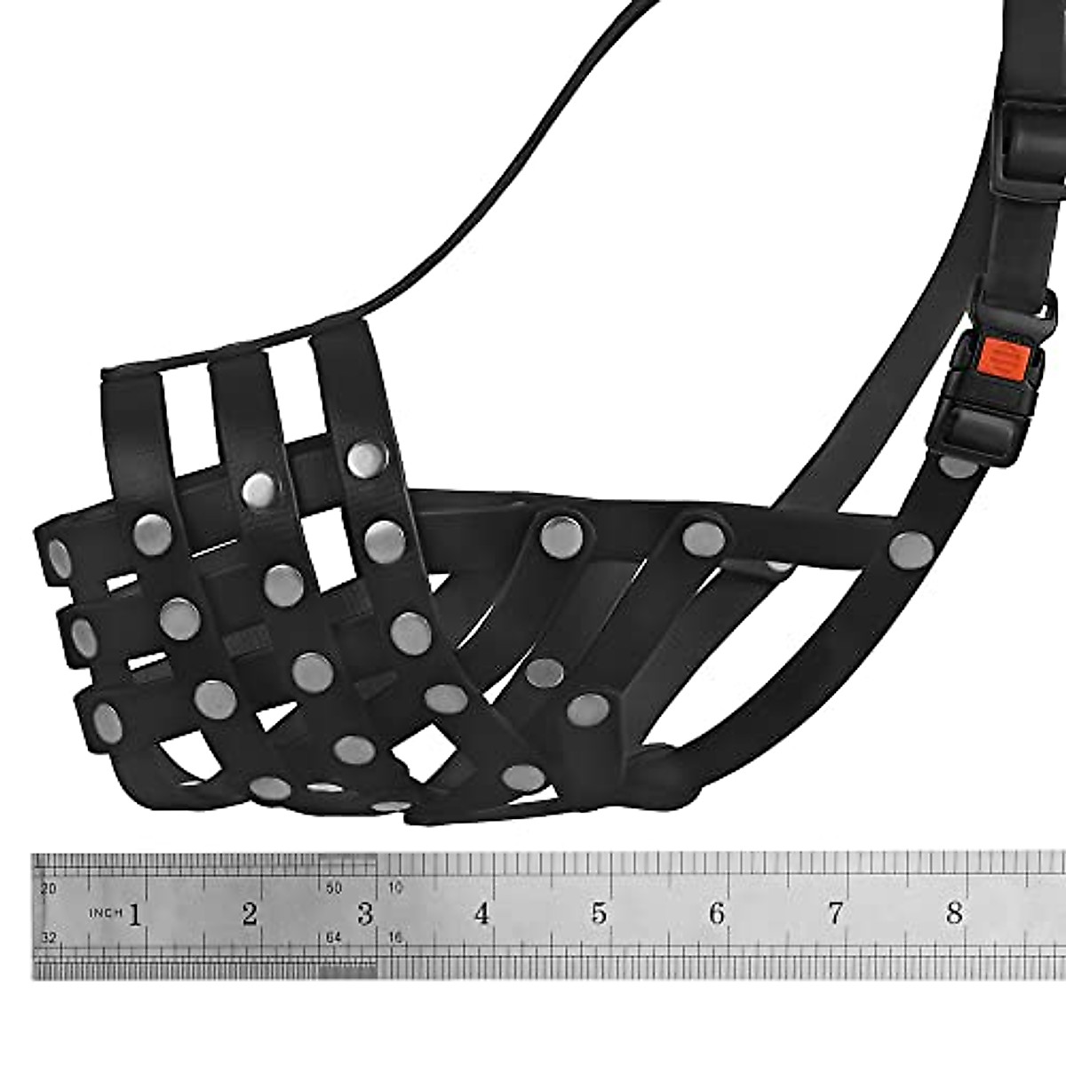 BRONZEDOG Pitbull Dog Muzzle Amstaff Waterproof Basket Breathable Mesh Stop Biting Chewing Adjustable Mask for Large Dogs (Black)