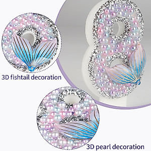 Girls Glitter Mermaid Tail Number 5 Birthday Candles,Pink Pearls Mermaid Tail Birthday Candles,Happy 5th Birthday Candles for Cake,Mermaid Themed Birthday Cake Topper Anniversary Party Decor
