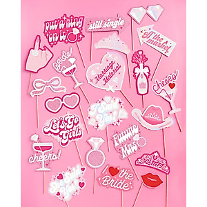 xo, Fetti Bachelorette Photo Booth Props - 24 Pieces, pre-Assembled - Rose Gold Future Mrs Party Decorations, Bride to Be, Bridal Shower