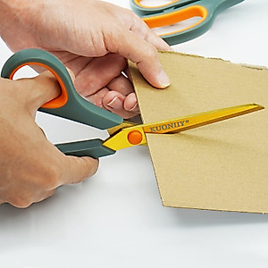 KUONIIY Scissors Set of 4,Pointed Sharp Titanium Scissors,Comfort-Grip Craft Scissors for Household Work School Office Supplies and Sewing