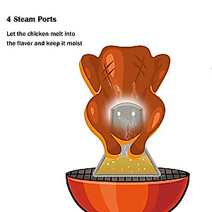 VANKEY Ceramic Chicken Roaster Non-Stick Beer Can Chicken Holder Turkey Stand Vertical Poultry Roast Chicken Accessories Fit for Kamado Joe and Big Green Egg,Primo,Vision,Roast Chicken Utensils（Large）