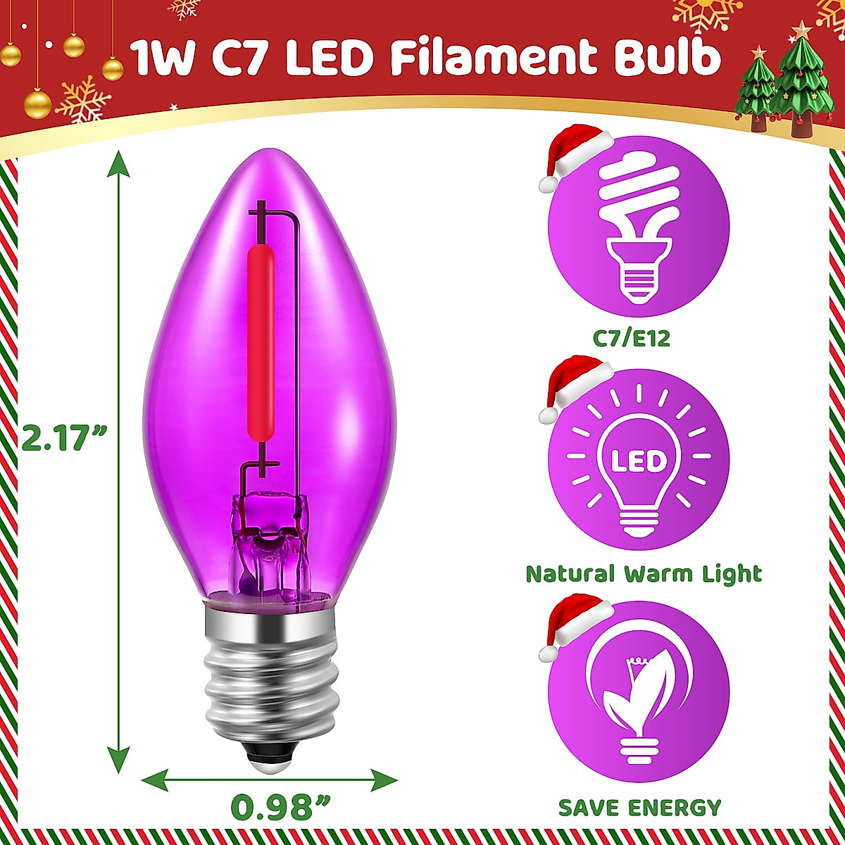 Enhon 2 Pack Accessory Cord with 1 LED Light Bulb, 6ft Black Cord with On/Off Switch for Halloween Pumpkin, Blow Mold, Craft Projects, Paper Lantern, Village House, Holiday Ceramic Trees (Purple)