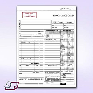 HVAC Service Order Invoice & Repair Detail Form, 3 Part Carbonless (100 Sets) Letter Size Forms