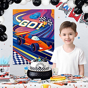 WERNNSAI Pin The Wheels On The Racing Car Game - Race Car Birthday Party Supplies for Boys Kids Two Fast Decorations Poster with 24 Pcs Stickers for Baby Shower Classroom Activities (21" X 28")