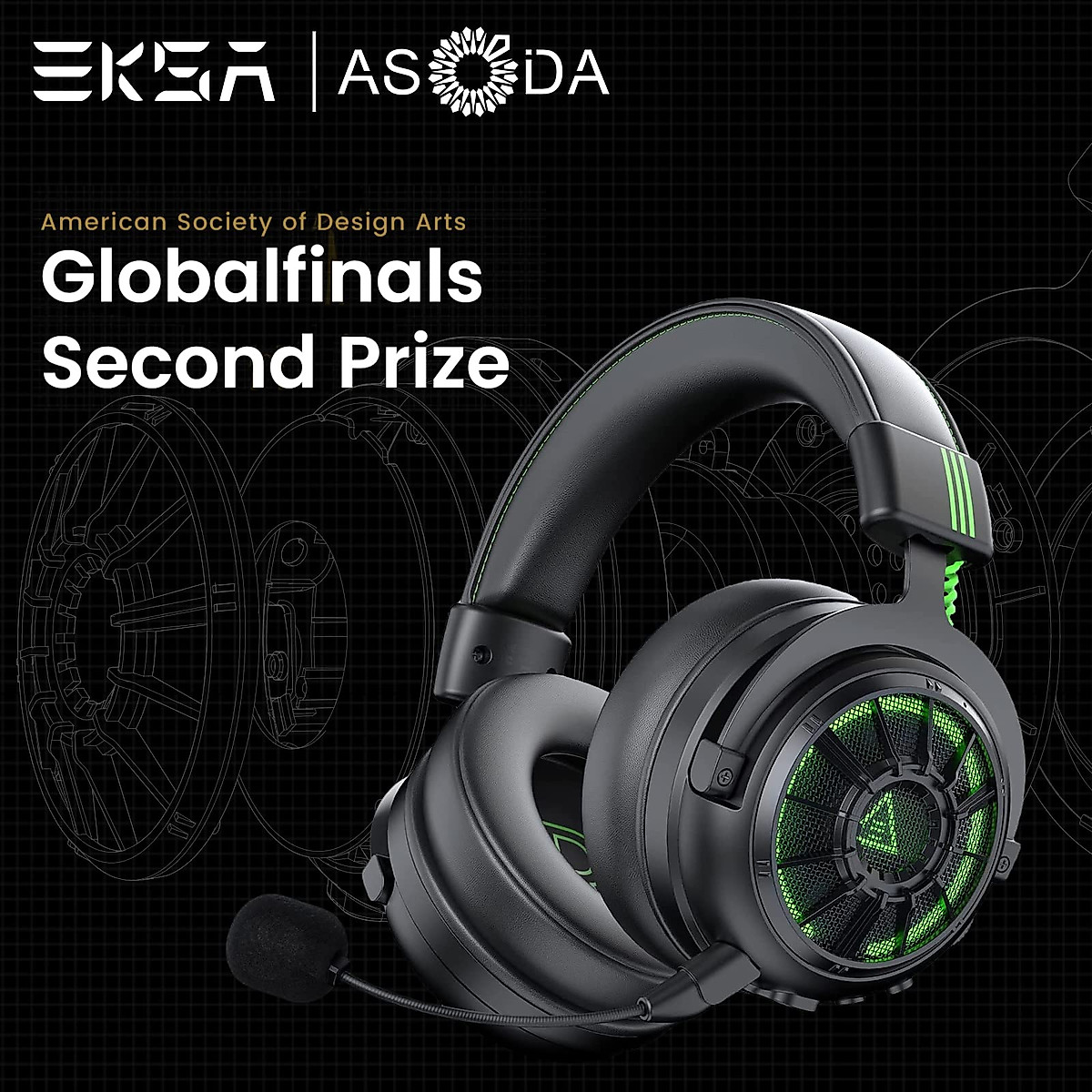 EKSA StarEngine Pro PC Gaming Headset - 7.1 Surround Sound for PS4 PS5 Xbox, AI Intelligent Noise Cancelling Microphone, Dual Chamber Driver, Game/Muisc Mode, Wired Headphones for Xbox one, Computer