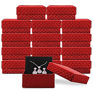 Necklace Earring Ring Box Gift Box,15 Pieces Square Cardboard Jewelry Gift Boxes,Cotton Filled Cardboard Paper Jewelry Box Gift Case (2.95 x 2.95 x 1.38 Inches) (Red)
