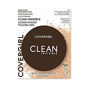 COVERGIRL Clean Invisible Loose Powder - Loose Powder, Setting Powder, Vegan Formula - Translucent Medium, 20g (0.7 oz)
