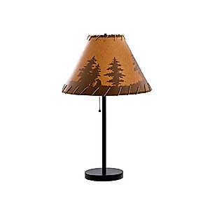 Catalina Lighting 58" Rustic Cabin Lodge 3-Piece Table & Floor Lamp Set with Pull Chain, Forest Print