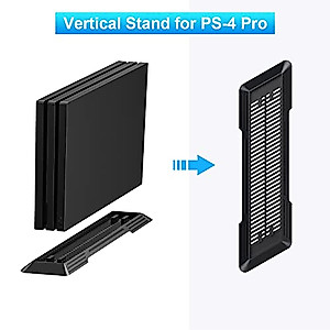Younik Vertical Stand for PS-4 Pro, Built-in Cooling Vents and Non-Slip Feet Steady Base Mount for PS-4 Pro, Black