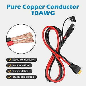 PAEKQ 10AWG SAE Connector to XT60 Female Adapter Connect Solar Panel 3FT XT60 Connector to SAE Connector Extension Cable for Lipo Battery and Delta Portable Power Station RV Solar Generator(3Feet)