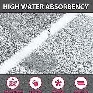 EARTHALL Grey Bathroom Rug Mat, 17"x24", White and Gray, Extra Soft Absorbent Premium Bath Rug, Non-Slip Comfortable Bath Mat, Machine Wash Dry, Carpet for Tub, Shower, Bath Room