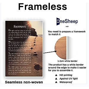 Footsteps In The Sand Poem Poster - Inspirational Quotes Picture Canvas Print Motivational Wall Art for Office Classroom Decor (Footprints -1,12x18inch-No Framed)