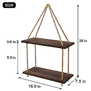 Mkono Hanging Shelves 2 Tier Rustic Wall Hanging Shelf Boho Decor Plants Photos Display Floating Storage Shelves for Bathroom Bedroom Living Room College Dorm Apartment