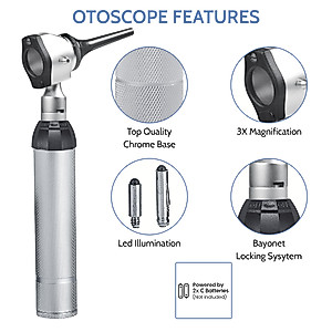Zniry Veterinary Otoscope Opthalmoscope LED ENT Diagnostic Set, with Diagnostic Premium Instruments Vet Otoscope Set, Otoscope for Dogs, Pet Otoscope